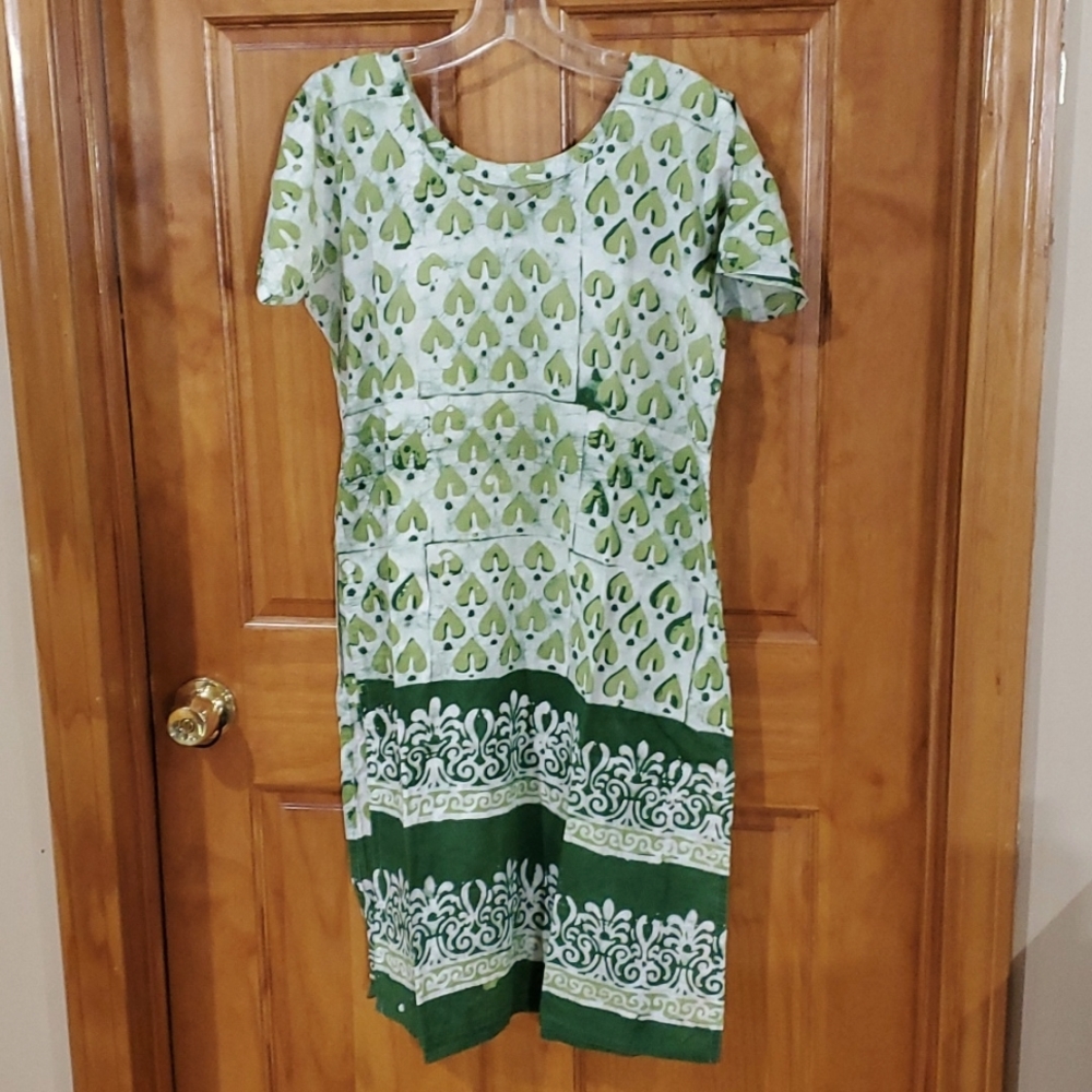 Very Cute! Batik Cotton Tunic Top. Boat Neck - Gem